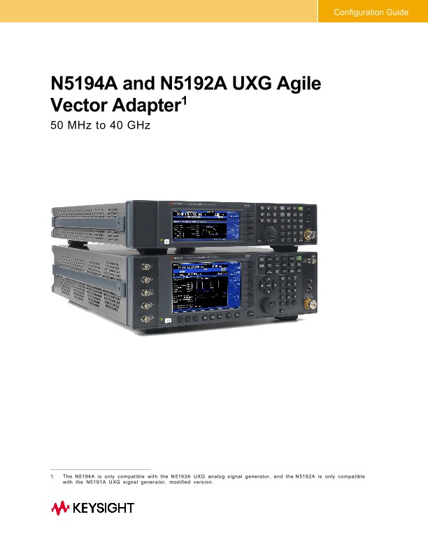 N5194A and N5192A UXG Agile Vector Adapter 50 MHz to 40 GHz PDF Asset Page | Keysight